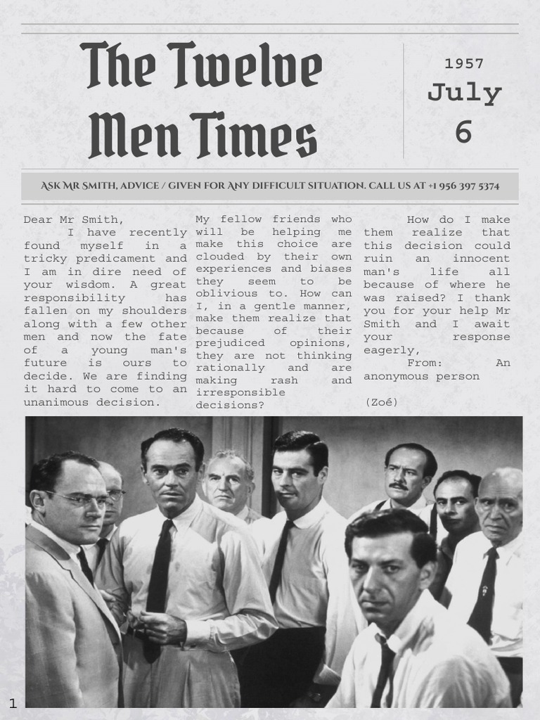 Twelve Angry Men Newspaper Article | PDF