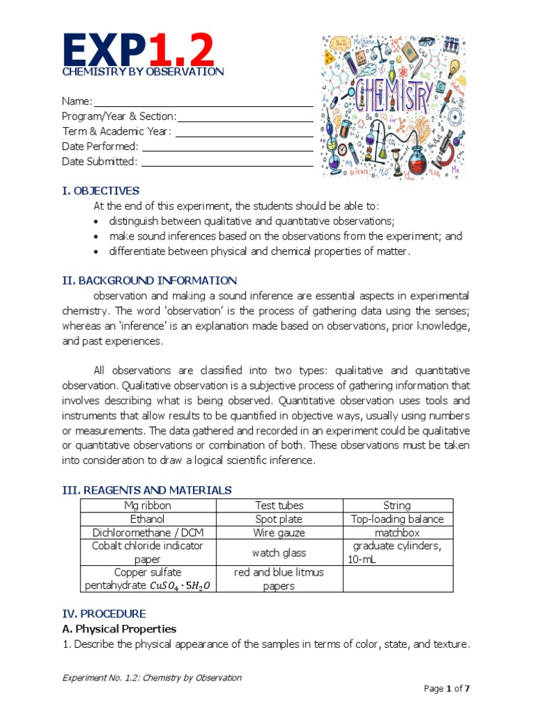 Distinguishing Physical and Chemical Properties Through Qualitative and ...