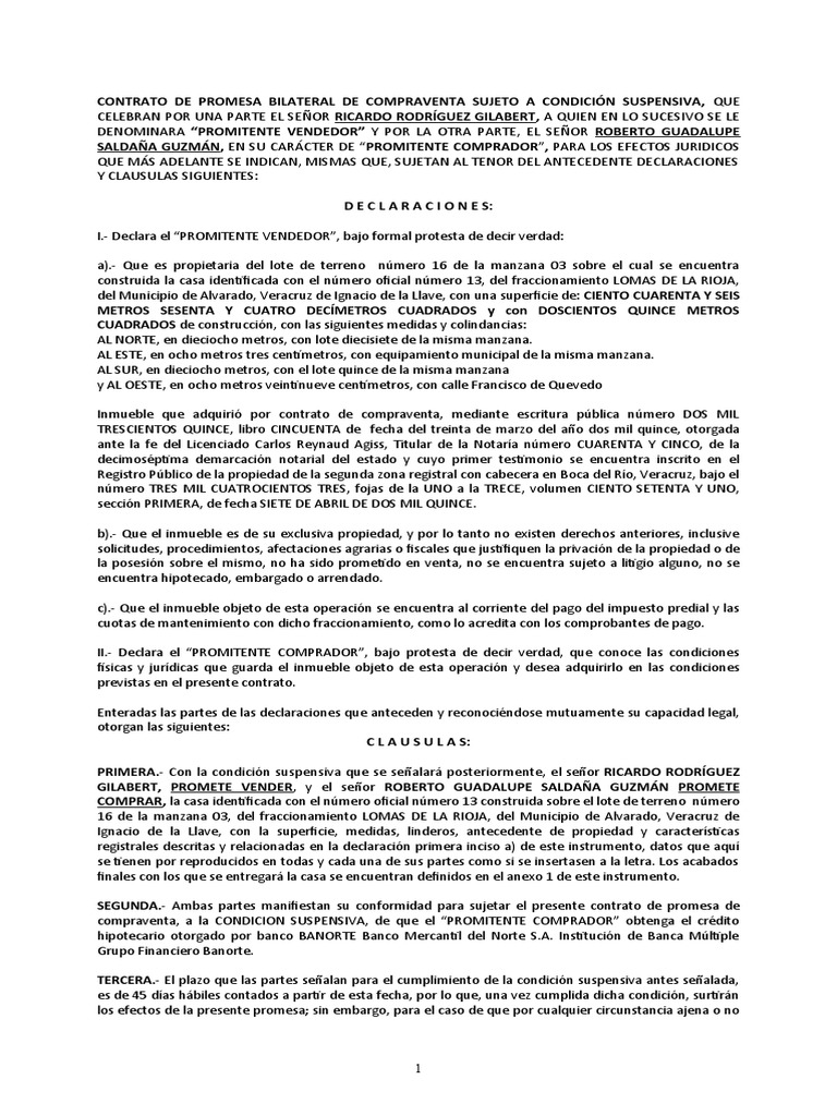 Promesa Compra Venta - Rioja Escritores JPRD | PDF | Conceptos legales ...