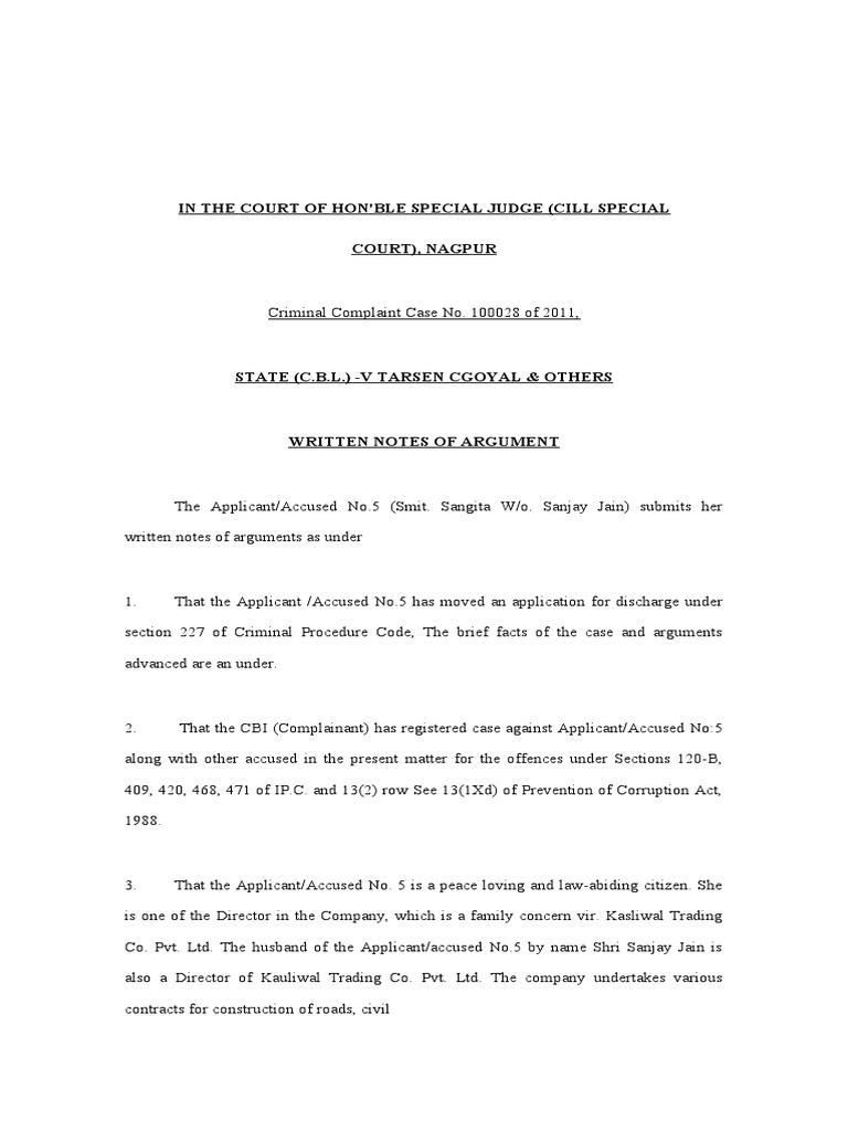 Written Notes of Argument | PDF | Vicarious Liability | Criminal Law