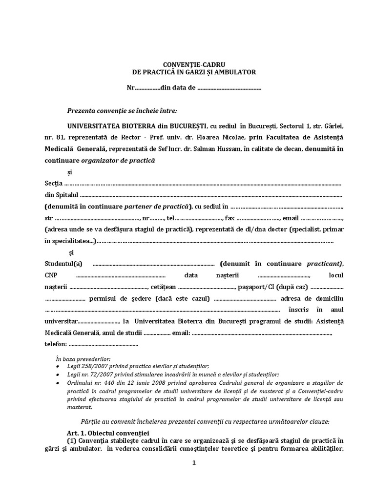Conventie Practica in Garzi 2021-2022 - Anul III | PDF