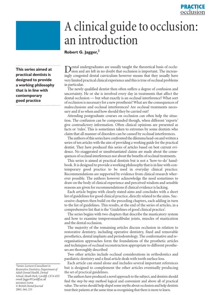 0 - A Clinical Guide To Occlusion | PDF | Dentistry | Health Care