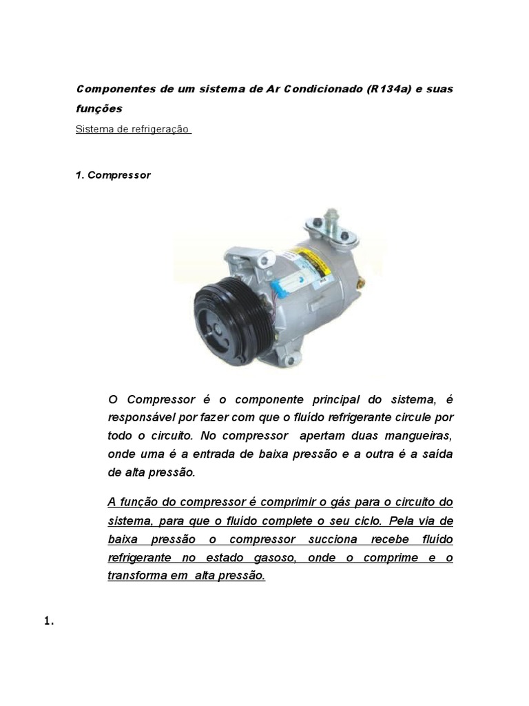 Componentes de Um Sistema de Ar Condicionado e Suas Funções | PDF | Ar ...