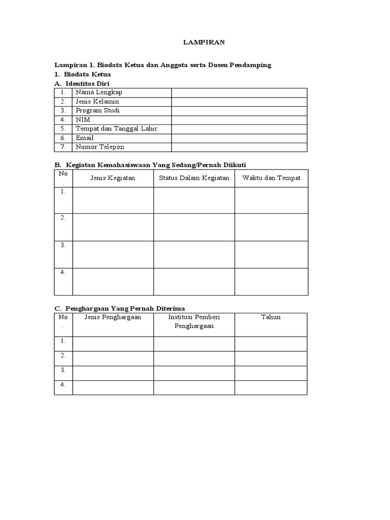 Contoh Lampiran PKM | PDF