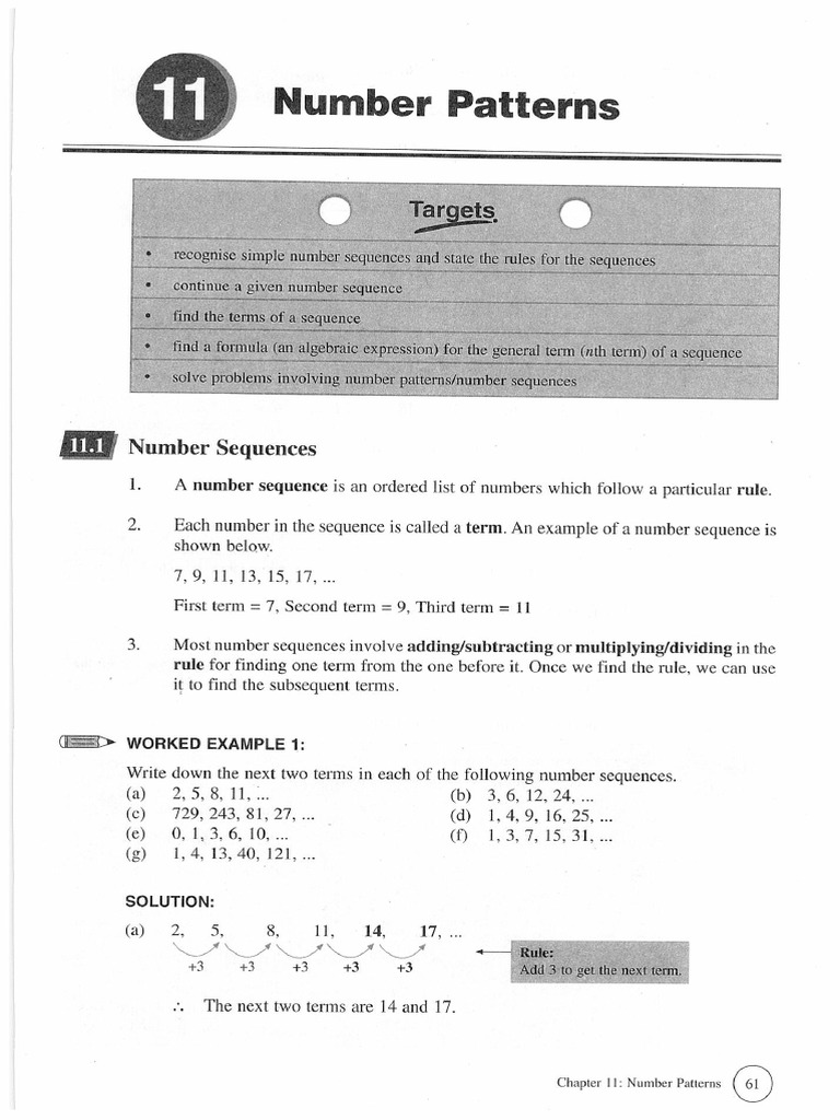 S1EX-Mathematics-Mathematics Tutor 1B - Number Patterns | PDF
