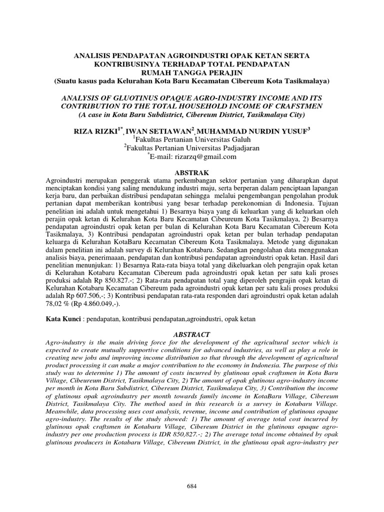 Analisis Pendapatan Agroindustri Opak Ketan Serta | PDF | Ilmu Sosial | Teknologi & Rekayasa