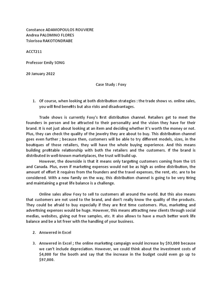 Case Study - Foxy Answers | PDF | Brand | Retail