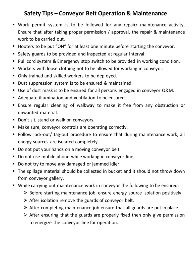 Conveyor Safety Tips English | PDF | Technology & Engineering