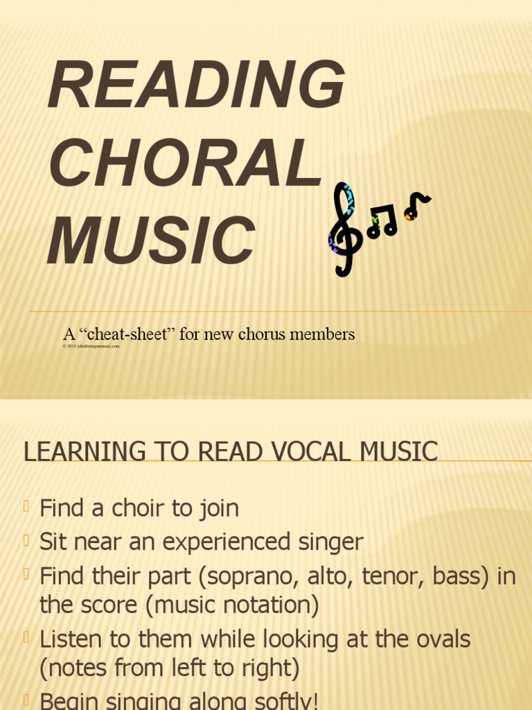Reading Choral Music: A "Cheat-Sheet" For New Chorus Members | PDF ...