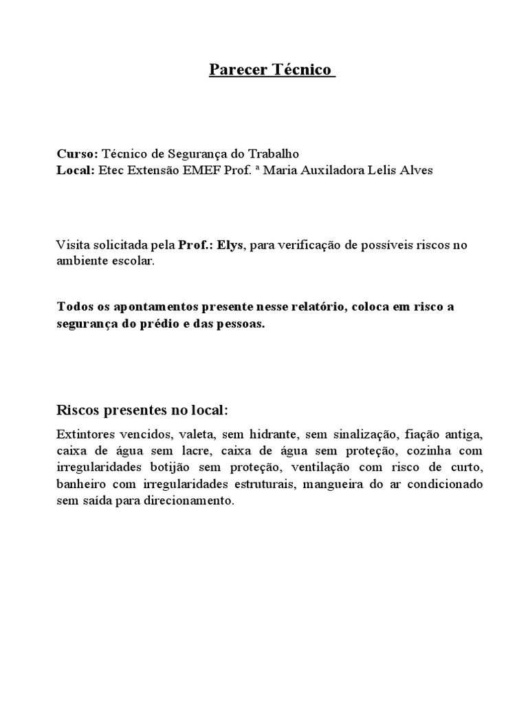 Parecer Técnico | PDF