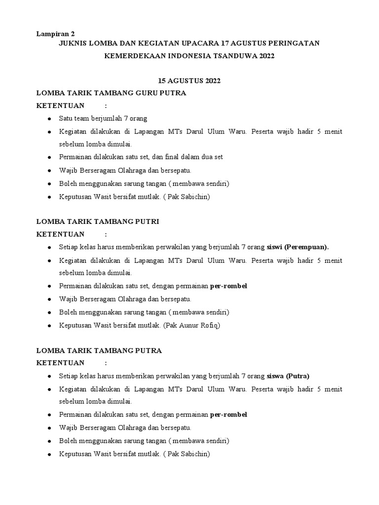 Juknis Dan Jadwal | PDF