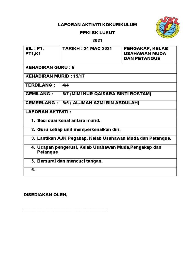 LAPORAN AKTIVITI KOKURIKULUM | PDF