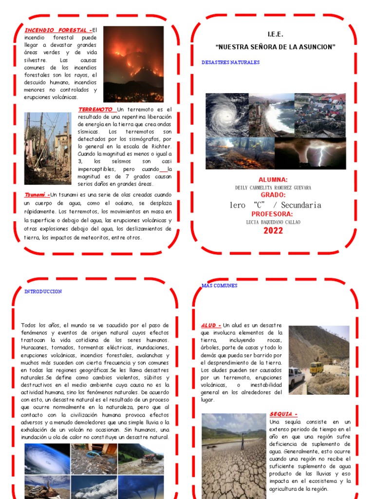 Diptico Desastres Naturales | PDF | Temblores | Tsunami