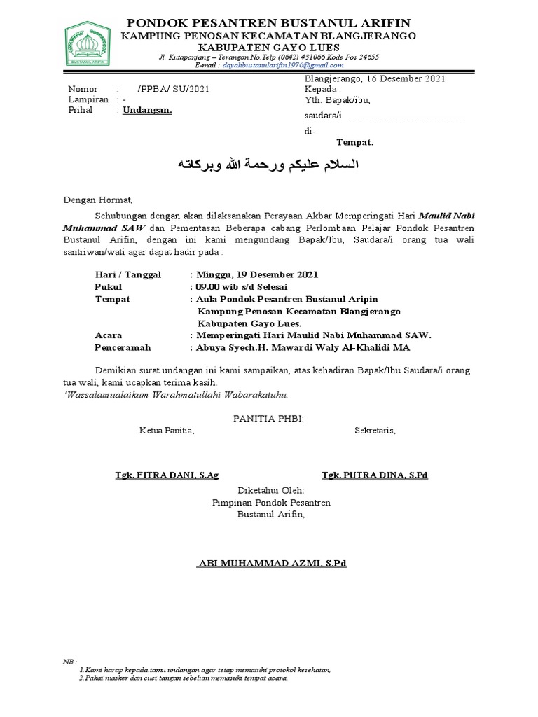 Surat Undangan PESANTREN | PDF
