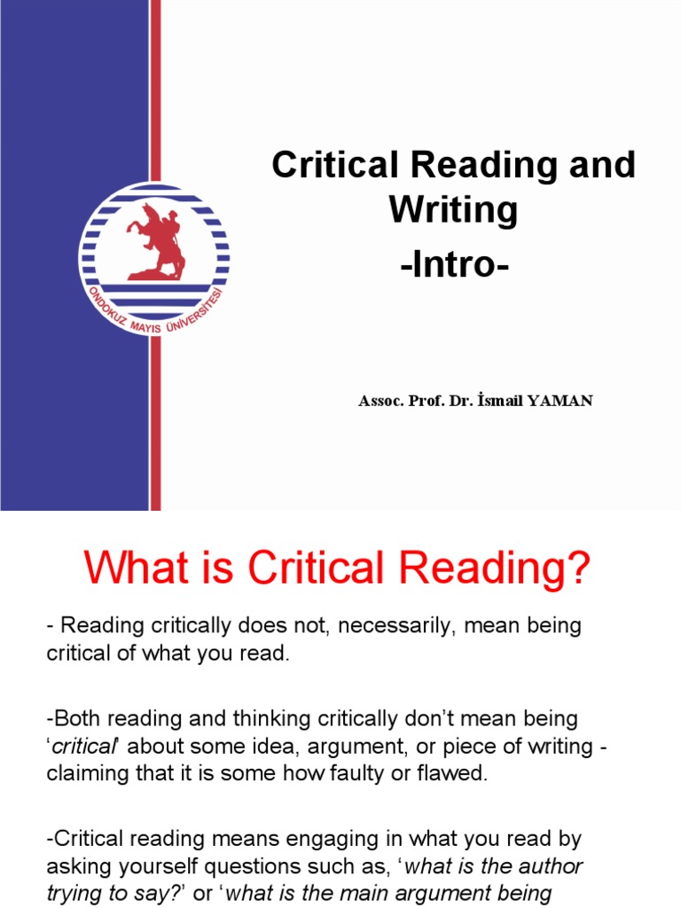 Critical Reading and Writing-Intro | PDF | Speed Reading | Thought