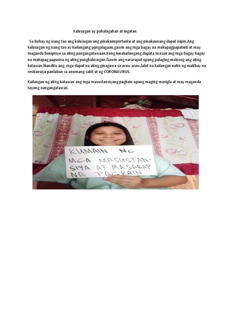 Kalusugan Ay Pahalagahan | PDF