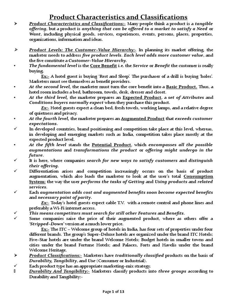 04 Product Characteristics and Classifications | PDF | Brand | Marketing