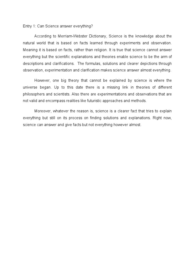 Can Science Answer Everything | PDF | Science & Mathematics