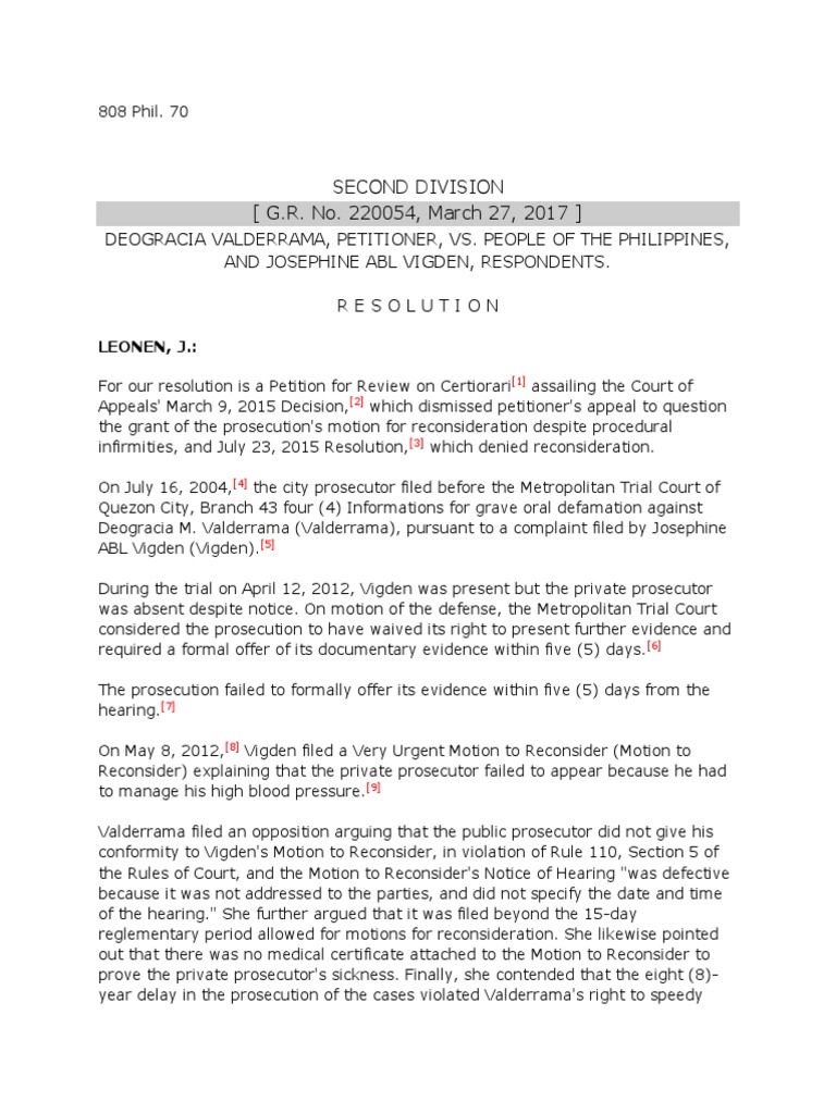 Valderrama Vs People | PDF | Prosecutor | Trials