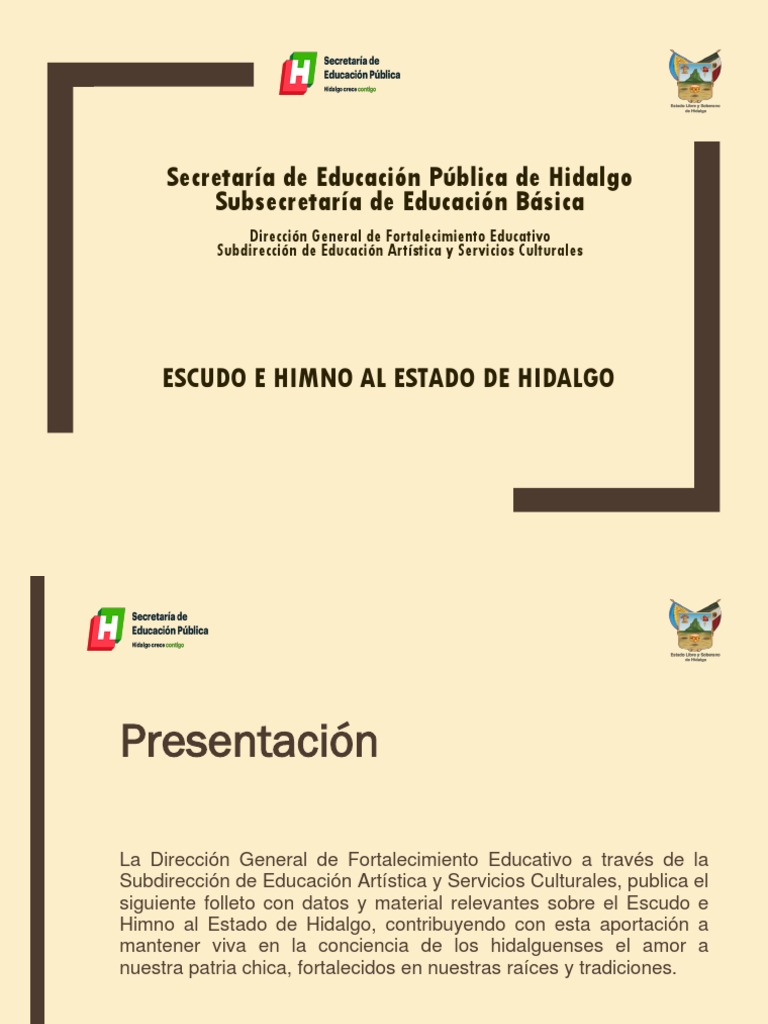 FOLLETO DEL ESCUDO E HIMNO AL ESTADO DE HIDALGO 2020. lga-cga-PDFUR ...