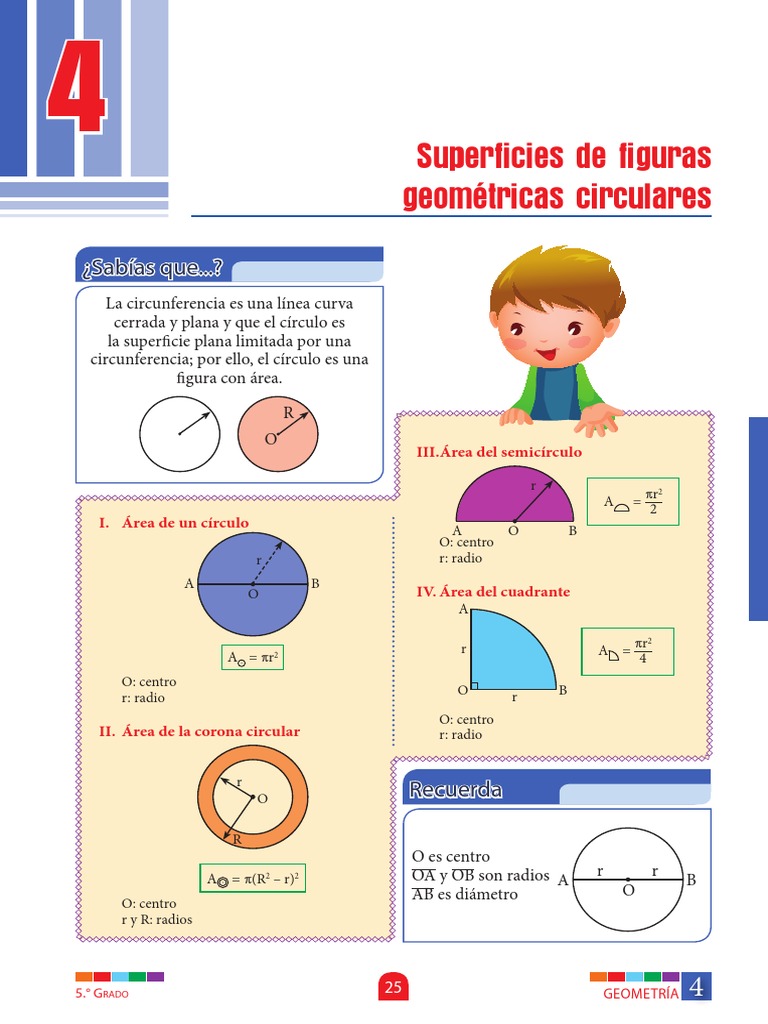 G - P - 5°grado - S4 - Superficie de Figuras Geométricas - Circulares | PDF | Geometría del ...
