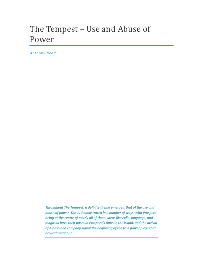 Power Dynamics in The Tempest | PDF | The Tempest