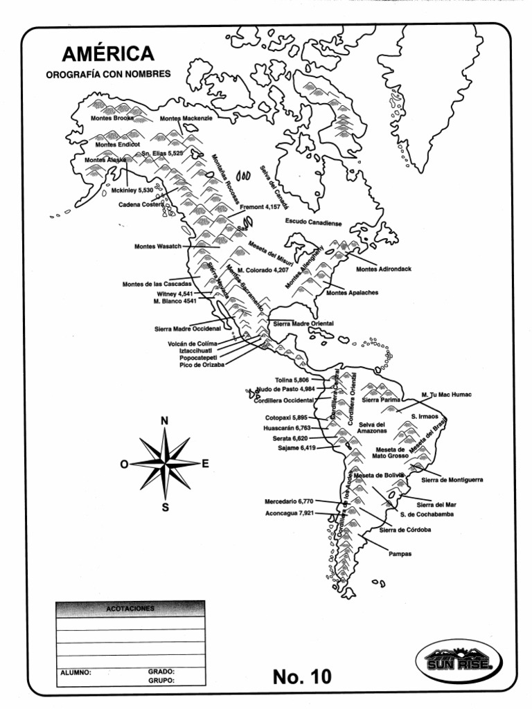 America Orografia Con Nombres | PDF