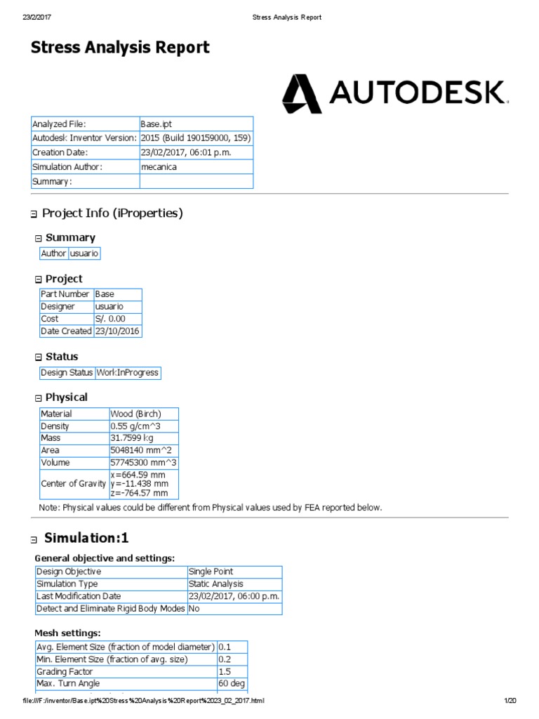 Stress Analysis Report - Base | Download Free PDF | Strength Of ...