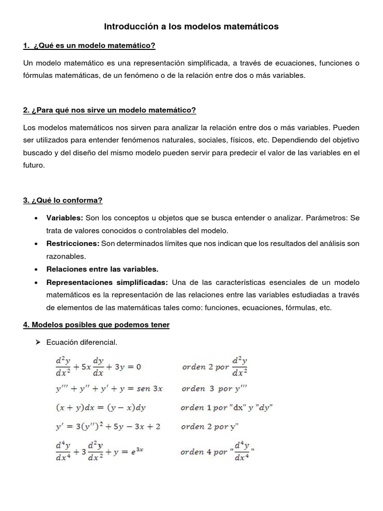 Introduccion A Los Modelos Matematicos | PDF