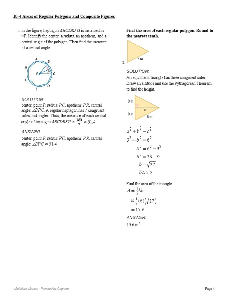 10 4 Areas of Regular Polygons and Composite Figures | PDF | Area ...