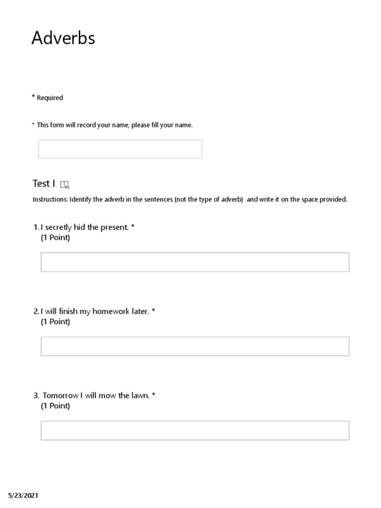 Adverbs (Microsoft Forms) | PDF | Adverb | Languages
