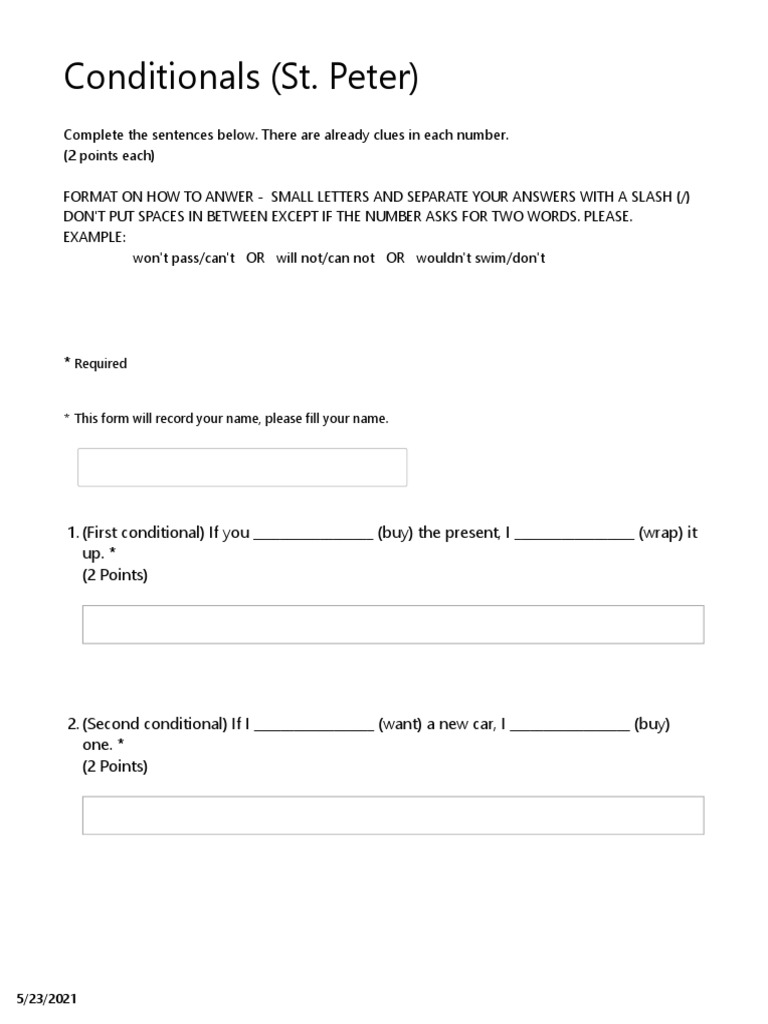 Conditional Sentence Exercises | PDF