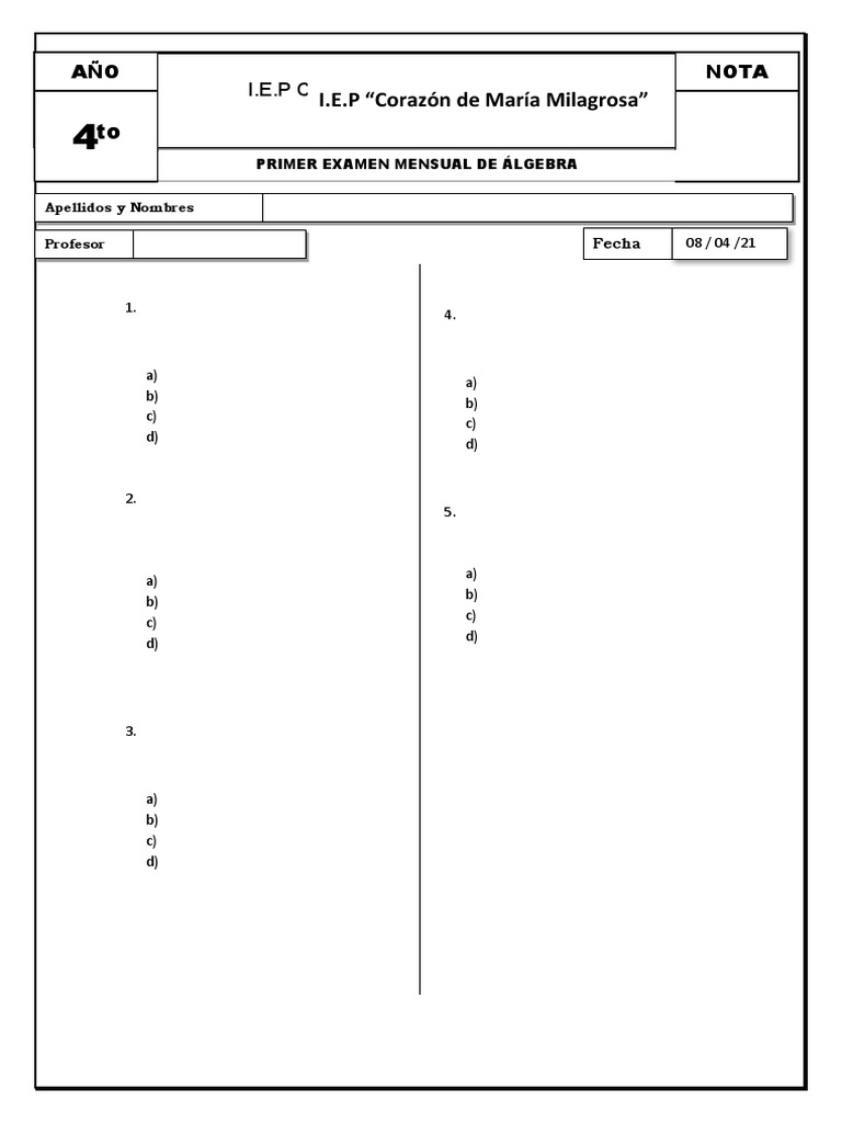 Algebra 4to Sec | PDF