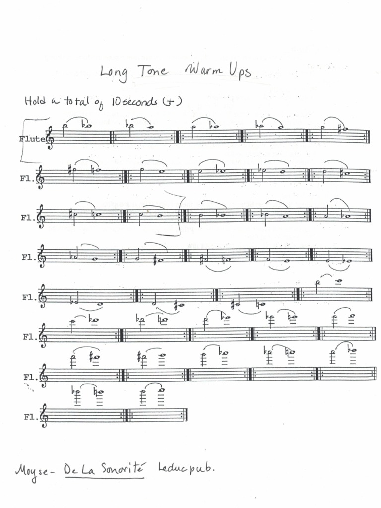 Long Tones Moyse de La Sonorite Flute | PDF