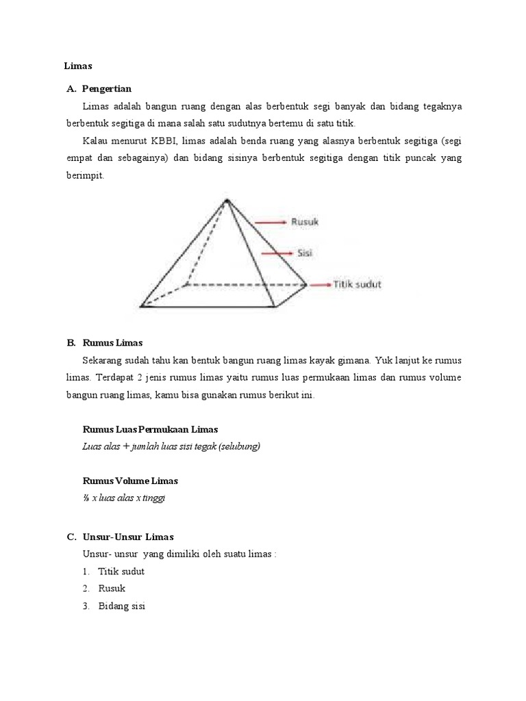 Rumus dan Ciri-Ciri Limas | PDF | Metode & Bahan Ajar