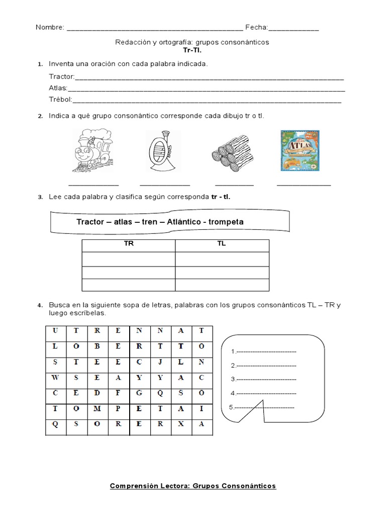 Grupos Consonanticos LETRA-TL-TR | PDF | Lingüística