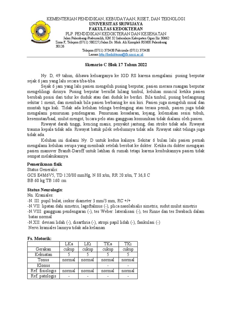 Skenario C Blok 17 THN 2022 - UTK MAHASISWA | PDF | Sains & Matematika