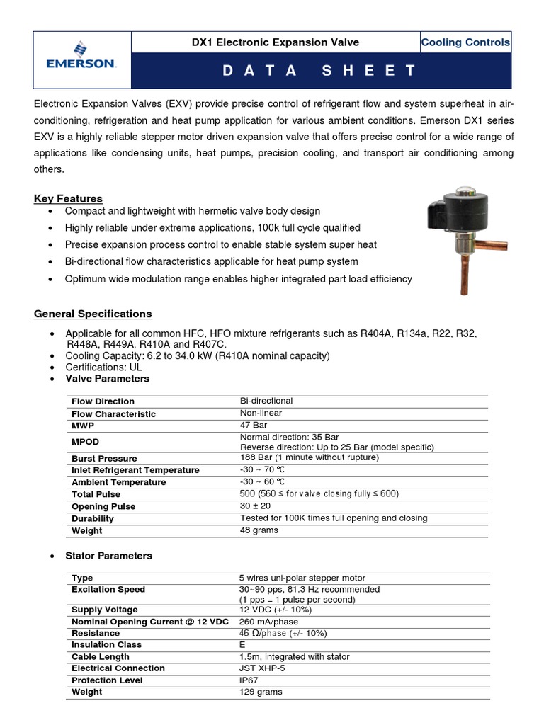 Data Sheet DX1 Electronic Expansion Valve en SG 7169888 | PDF | Applied And Interdisciplinary ...