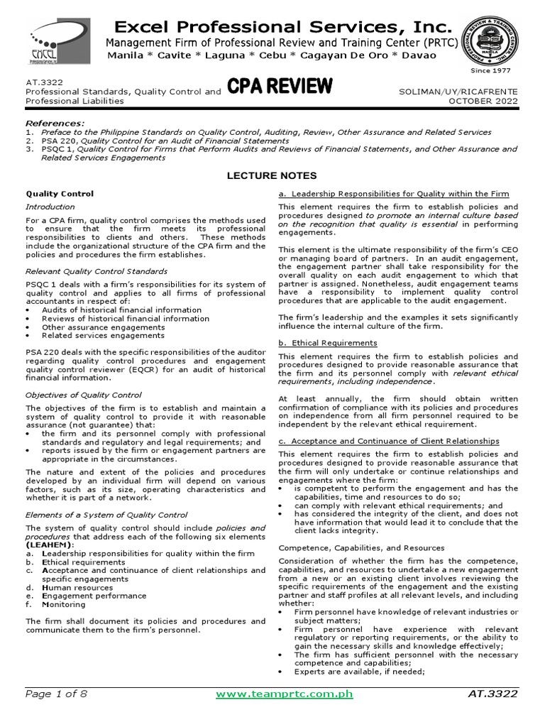 System of Quality Management | PDF | Audit | Negligence
