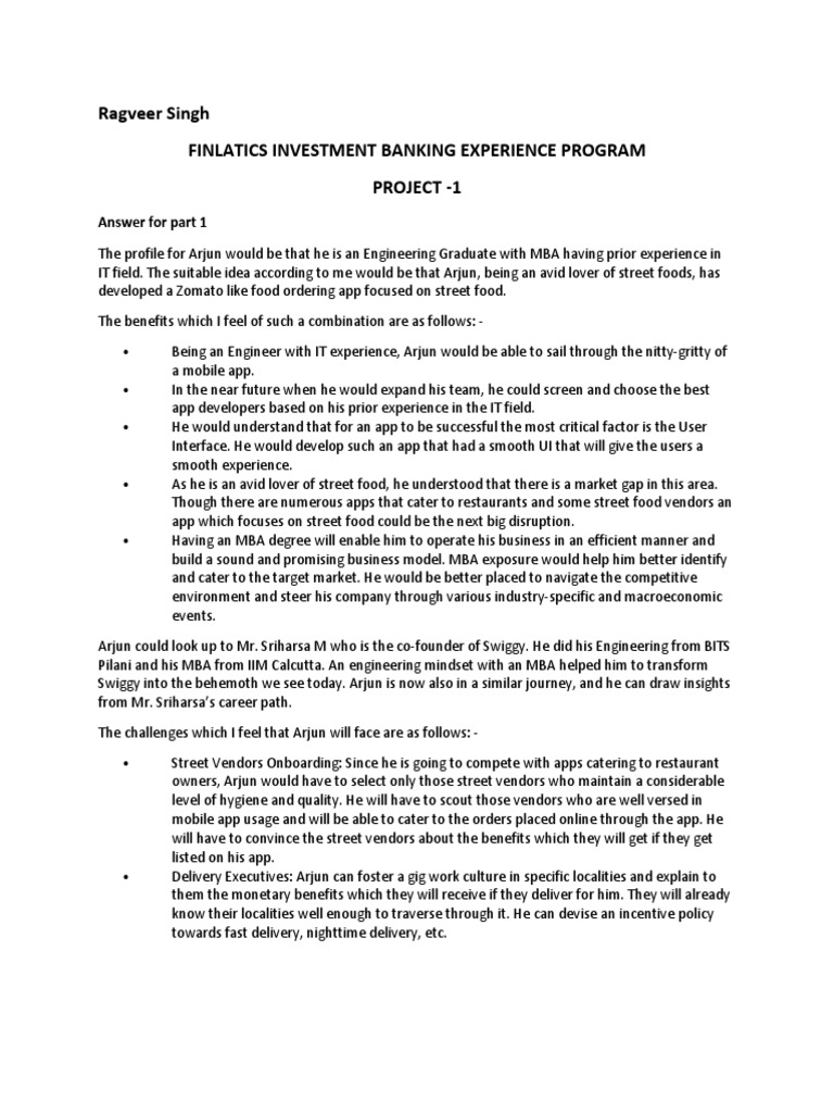 Project 1 - Finlatics IBEP | PDF | Startup Company | Small Business ...