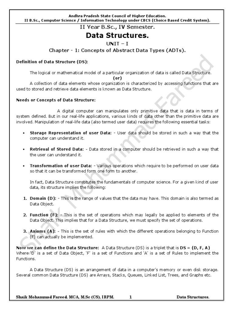 Data Structures by Fareed Sem IV 27-Jan-2020 Pages 213 Completed W1 | PDF | Computer Data ...