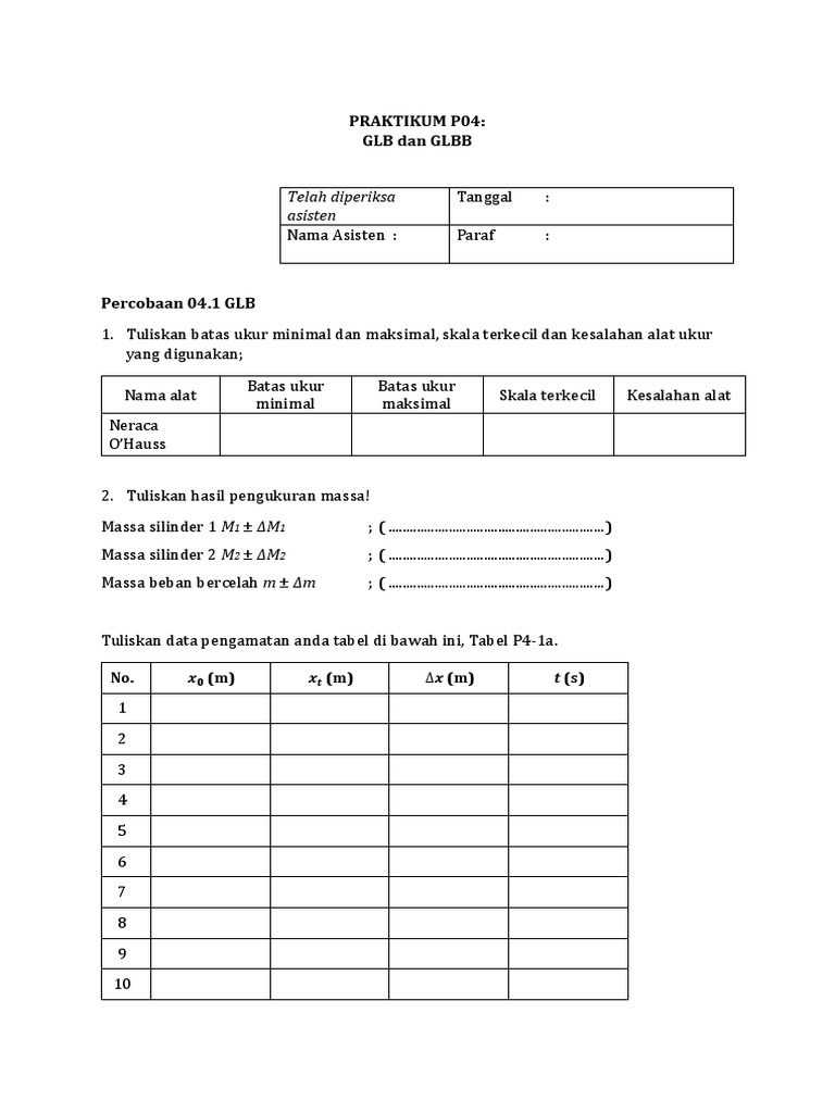 Buku Kerja Prak P04 GLB Dan GLBB | PDF