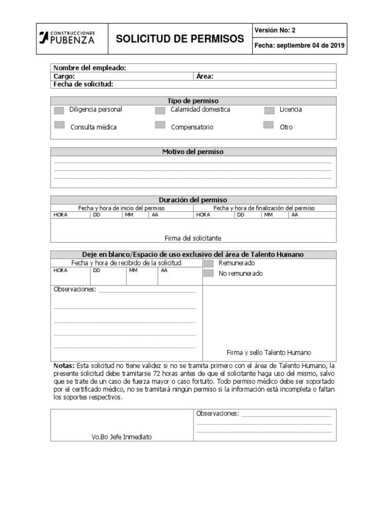 Formato de Solicitud de Permiso | PDF