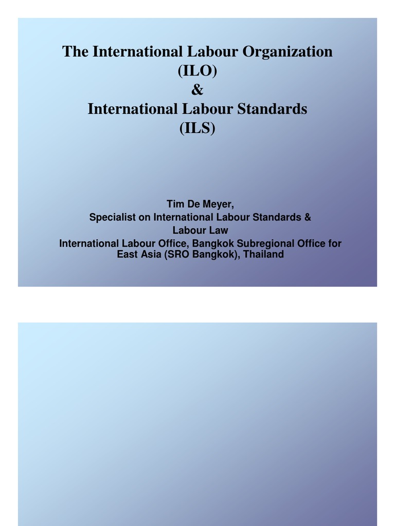 ILO and IL Standards | International Labor Standards | International ...