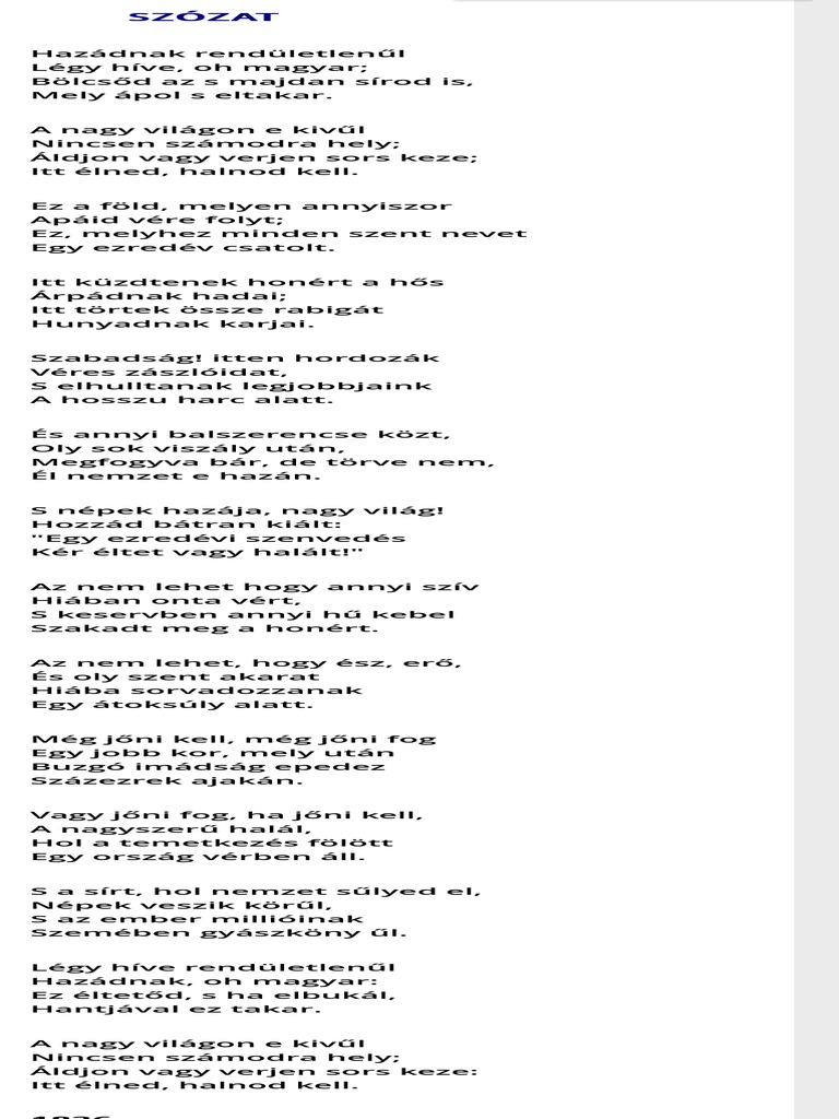 Vörösmarty Mihály SZÓZAT Verstár - Ötven Költő Összes Verse ...