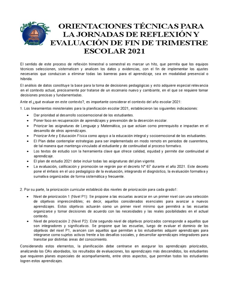 2°b Orientaciones Técnicas para La Jornadas de Reflexión y Evaluación ...