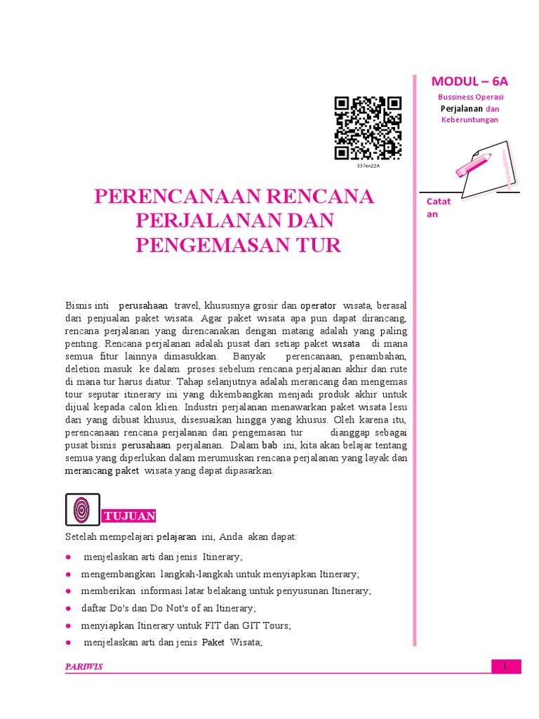 Perencanaan Rencana Perjalanan Dan Pengemasan Tur | PDF