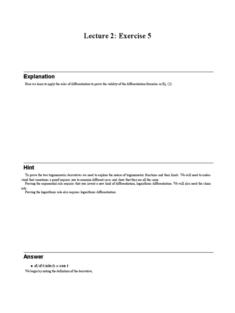 Lecture 2: Exercise 5: Explanation | PDF | Trigonometric Functions | Elementary Geometry