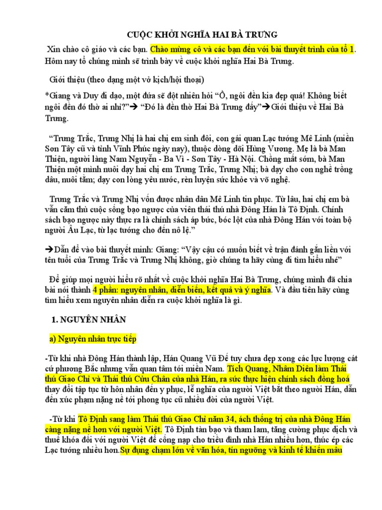 Cu C KH I Nghĩa Hai Bà Trưng | PDF