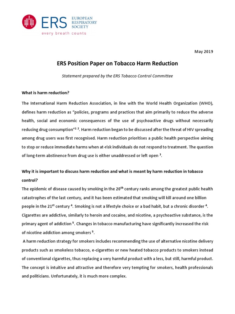 Harm Reduction Position Paper - Final 2 | PDF | Electronic Cigarette ...